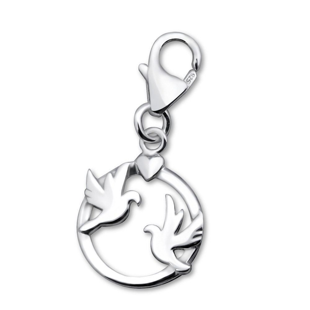 Silver Plated Sterling Silver Double Dove Charm - Jewellery-Bracelets ...